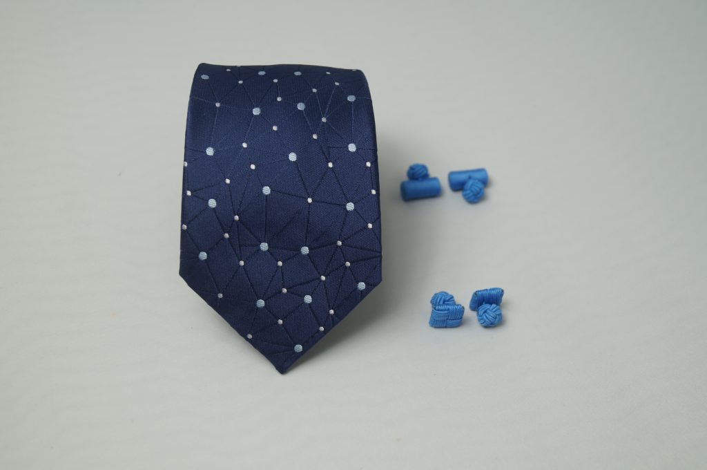 Corbatas Matizzio, color azul con bolitas celestes y blancas 174 - Pima